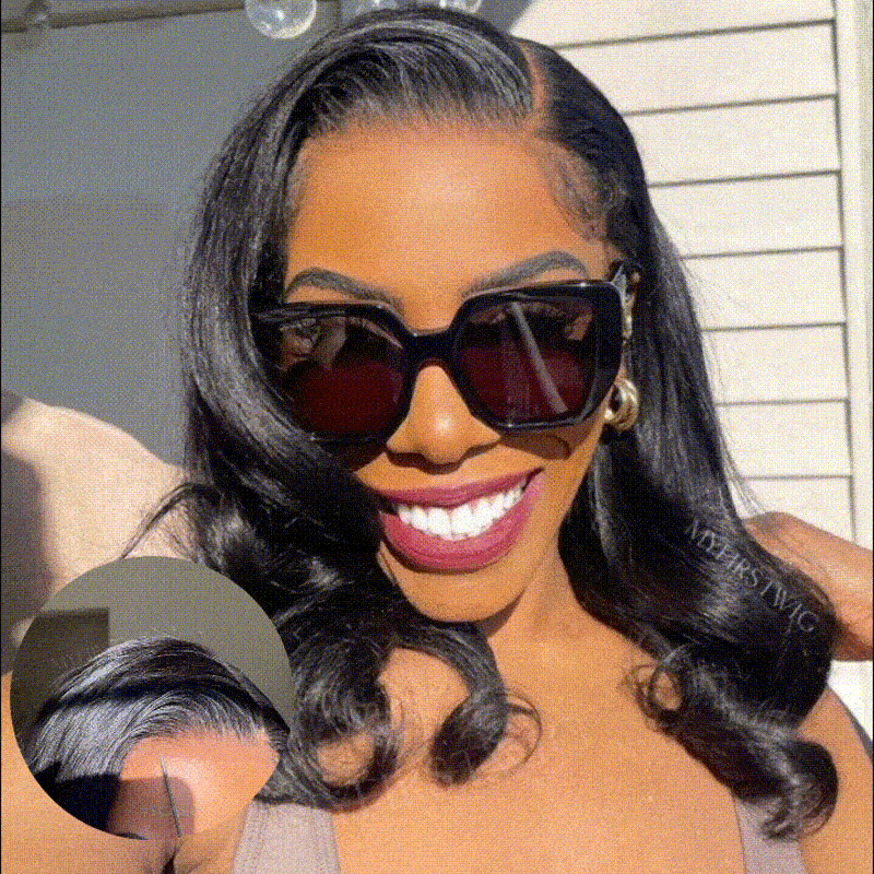 10x6 Glueless C-Shaped Ear Fit Wig | 14-20 Inch Wavy Side Part Human H ...