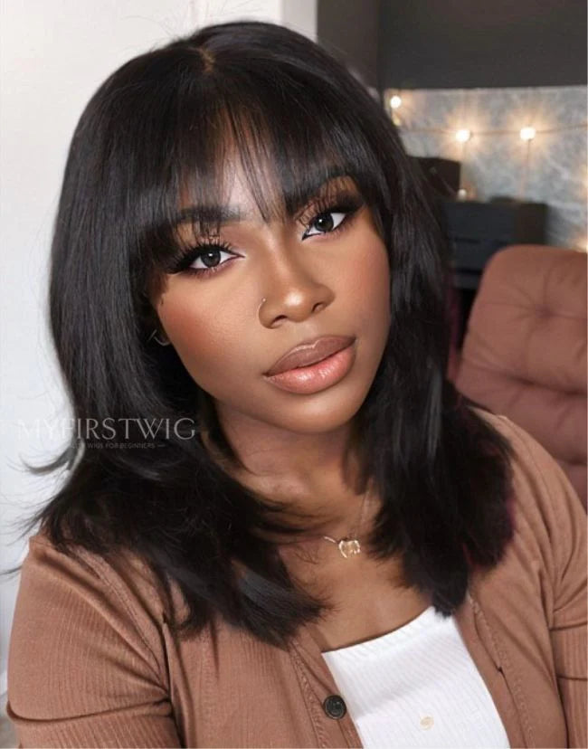 10x6 Glueless C-Shaped Ear Fit Wig | 14-20 Inch Bangs Fringe With Laye ...