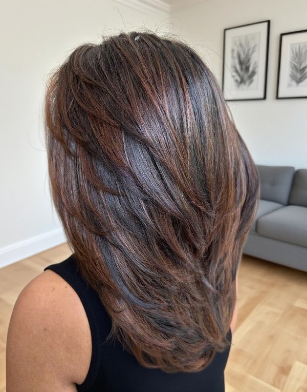 Full Layered Cut Highlight Brown Yaki Straight With Layers Lace Front ...