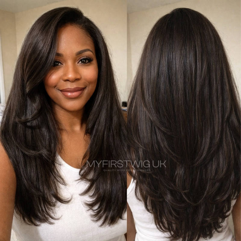 Layered Side Part Yaki Straight Undetectable Glueless Lace Front Wig ...
