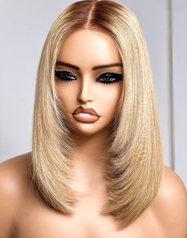 14-20 Inch Ombre Blonde with Layers HD Swiss Lace 5x5 Wear Go Glueless ...