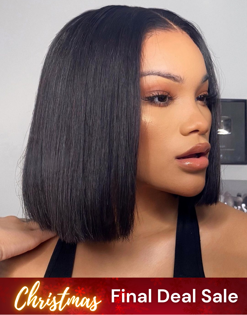 Aries - Silky Human Hair Short Bob 13x6 Lace Front Wig - ARIES003FD ...