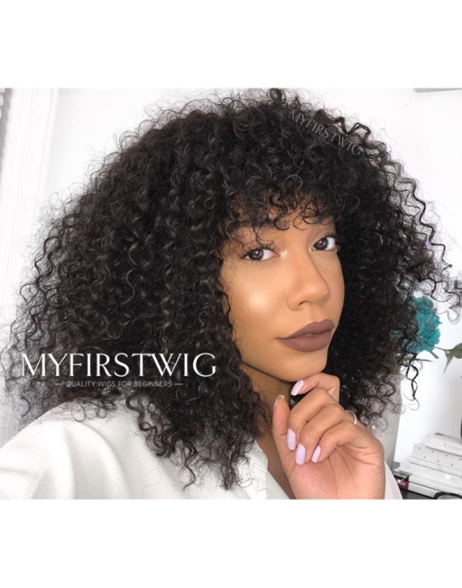 12-20 Inch Curly with Bangs 5x5 Wear Go Glueless Human Hair Wigs - BFC ...