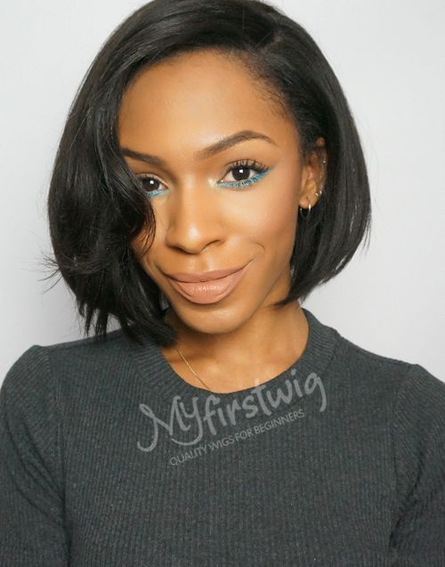 10-12 Inch Side Part Yaki Bob 5x5 Wear Go Glueless Human Hair Wigs - B ...