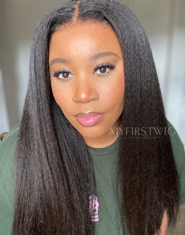 4C Natural Edges - Kinky Straight With Middle Part Glueless Invisible ...